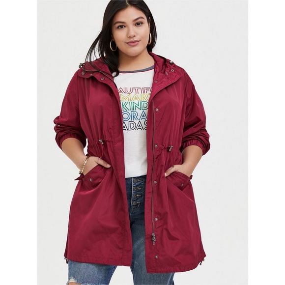 torrid | Jackets & Coats | Torrid Red Nylon Rain Jacket | Poshmark